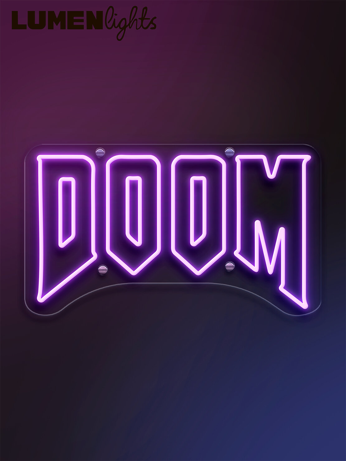 Неоновая вывеска, светильник декоративный Doom, 450х260 мм.