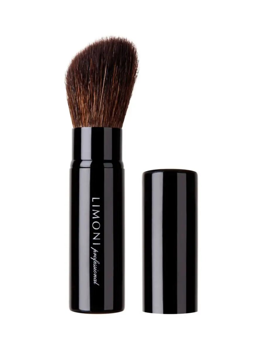 LIMONI Кисть для лица для пудры и румян со срезанным углом выдвижная, коза 30