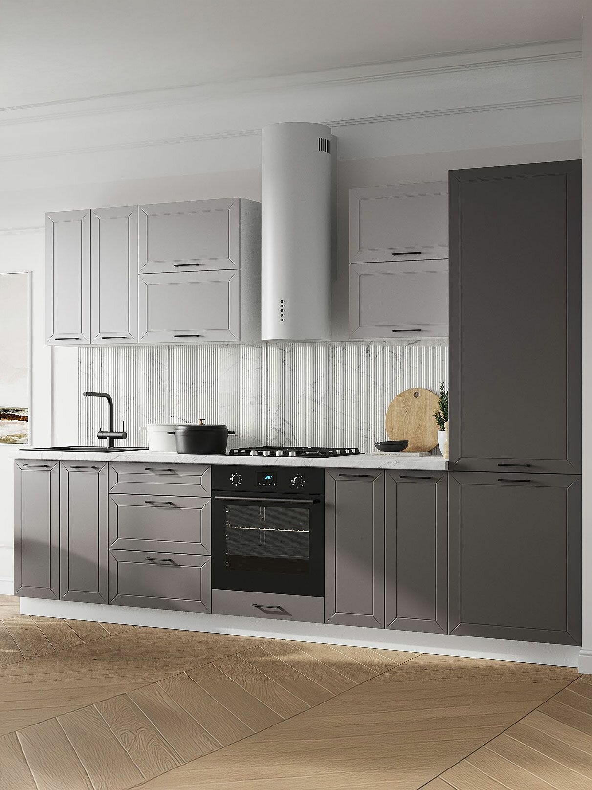 Кухонный гарнитур Сектор 3 м, мебель для дома и кухни, Белый / Грей / Нео