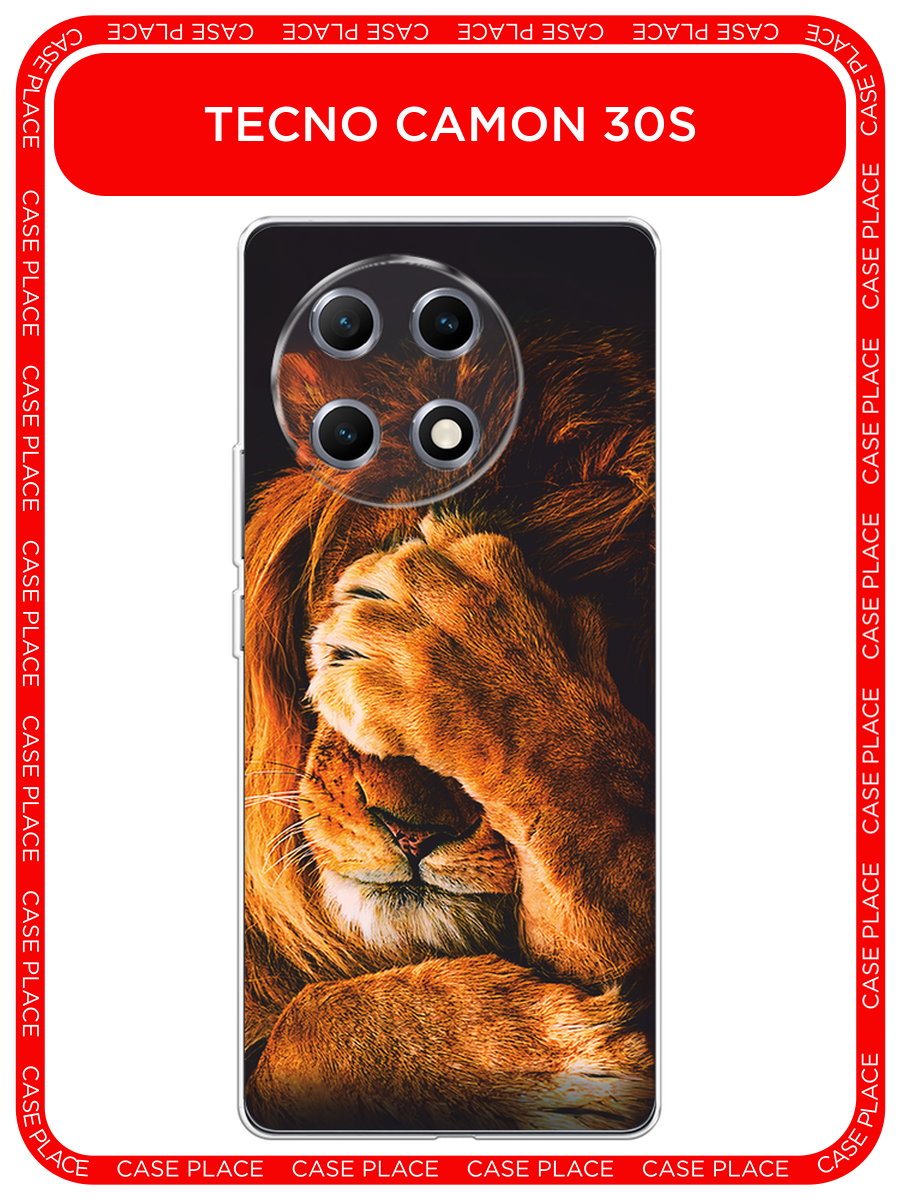 Чехол на Tecno Camon 30S / Текно Камон 30S с принтом Львиный стыд