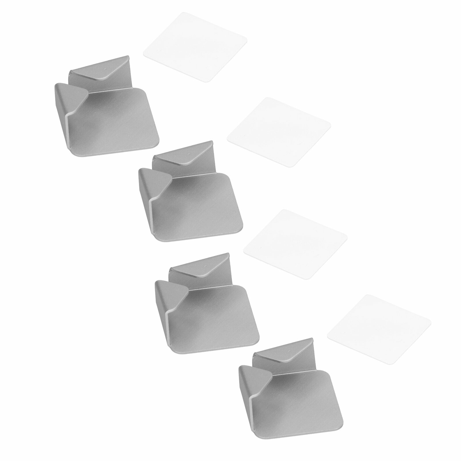 4шт Наклеиваемый держатель для розеток и кабелей на стену, органайзер для электропроводки, рама для дома, серый цвет, материал алюминиевый сплав, размер 4.5x4.5cm, вес 80g, подходит для ванной, балкона, кухни, гостиницы, стиль скандинавский минимализм,