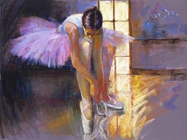 Алмазная картина "Девочка-балерина" алмазная огранка 40х50 см,40X50CM, белый