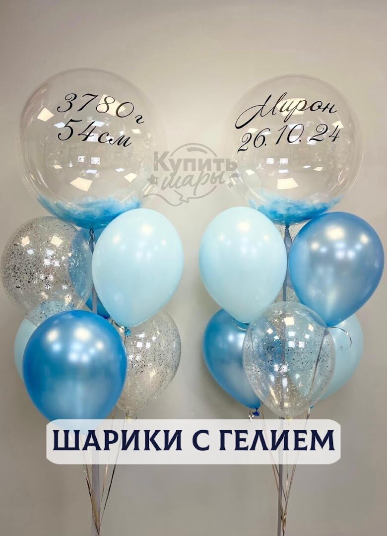 Воздушные шары с гелием, шарики воздушные на выписку для мальчиков №1747