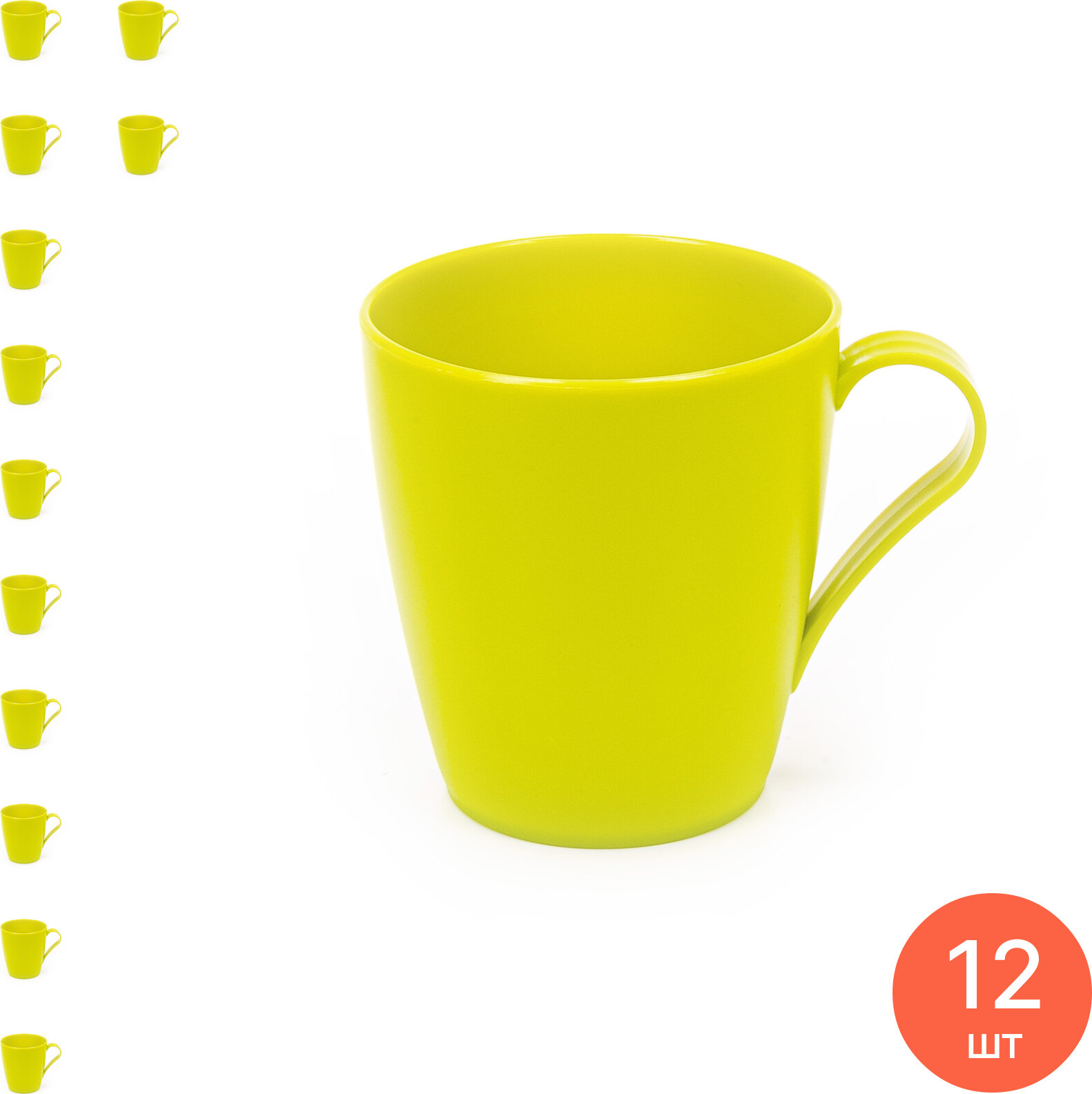 Кружка Phibo Нова пластиковая зеленая 0,4л (комплект из 12 шт)