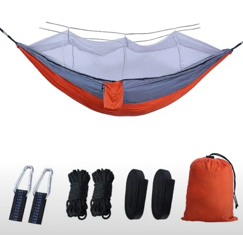 Гамак с москитной сеткой/Гамак для кемпинга на открытом воздухе/Оранжевый