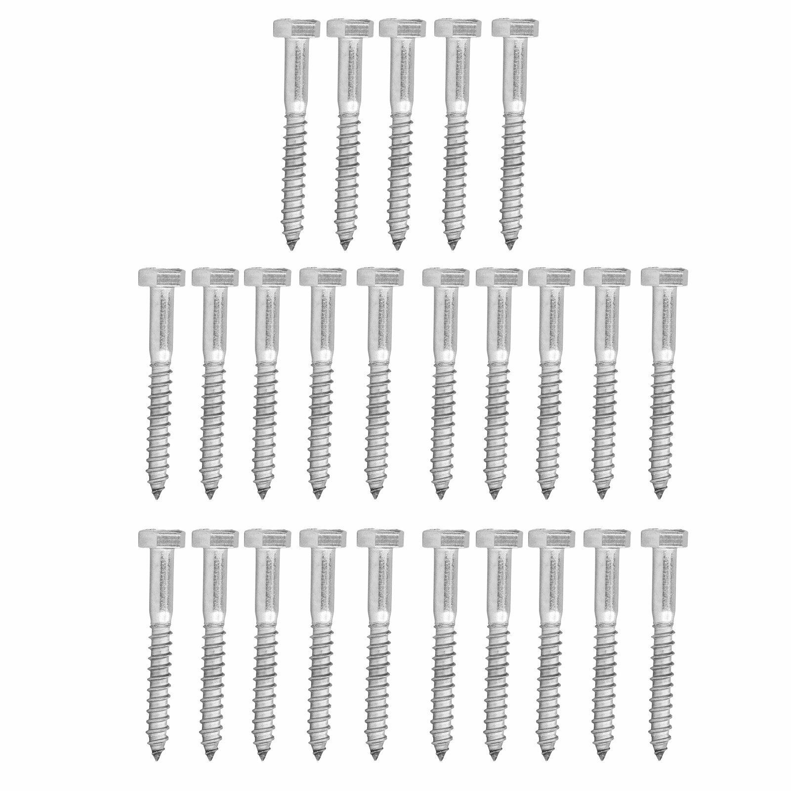 Саморезы по дереву из нержавеющей стали 304 с полурезьбой, шестигранные, M6x50 мм.
