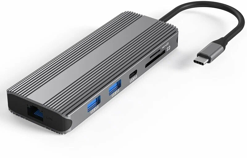 Док-станция KS-is KS-713, HDMI, USB, Ethernet, SD, Audio/Mic, серебристая