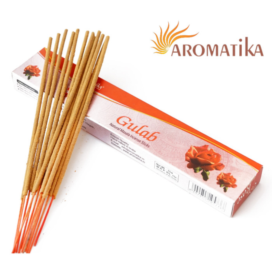 Vedic GULAB (ROSE) Natural Masala Incense Sticks, Aromatika (гулаб (роза) натуральные ароматические палочки, Ароматика), 15 г.
