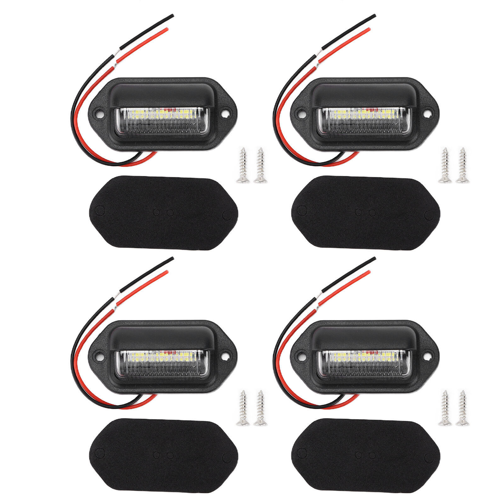 4 шт. лампы подсветки номерного знака 12V 6LED, белые