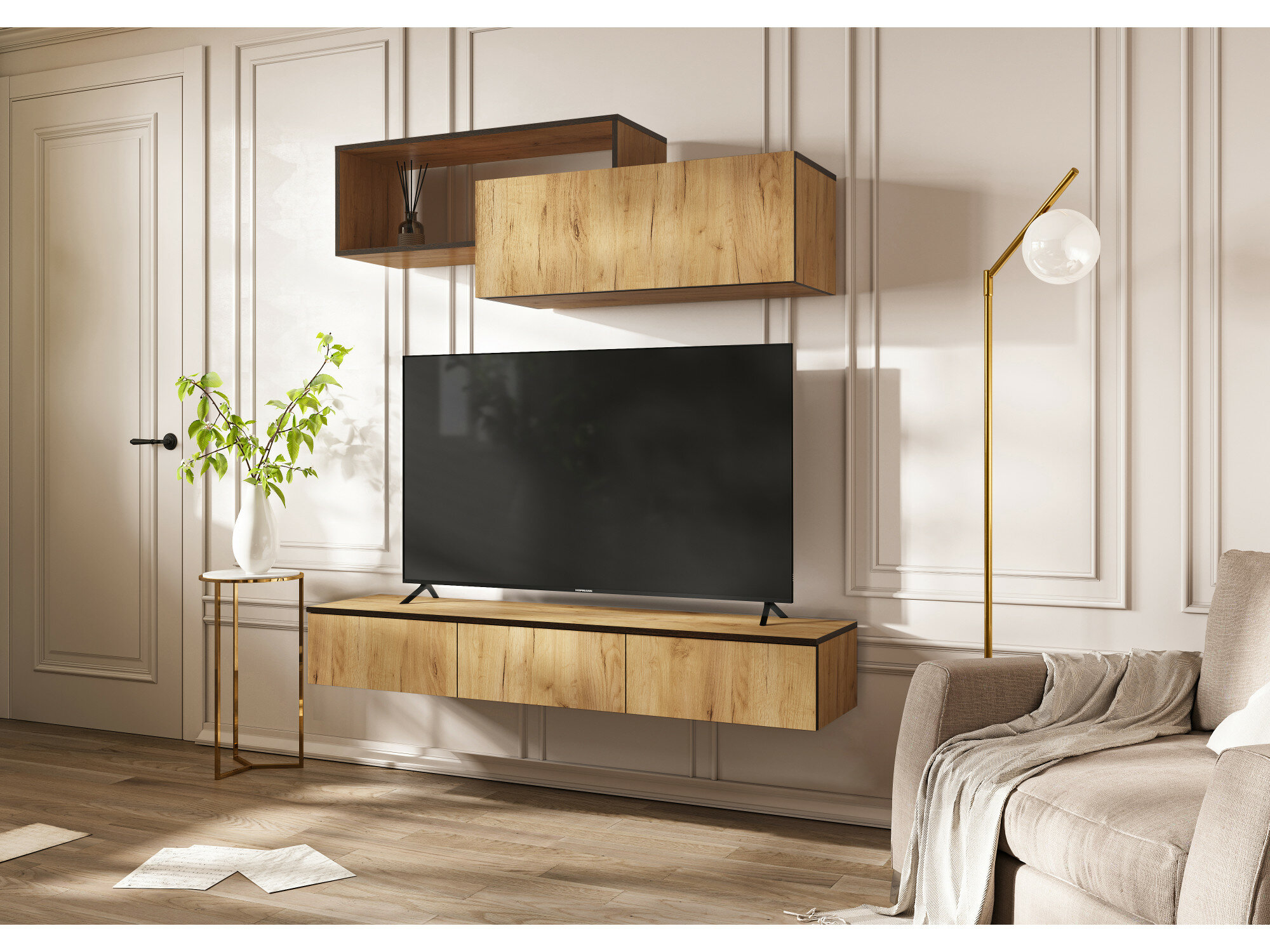 Модульная Гостиная, вариант №2, современная, Дуб крафт/Дуб крафт