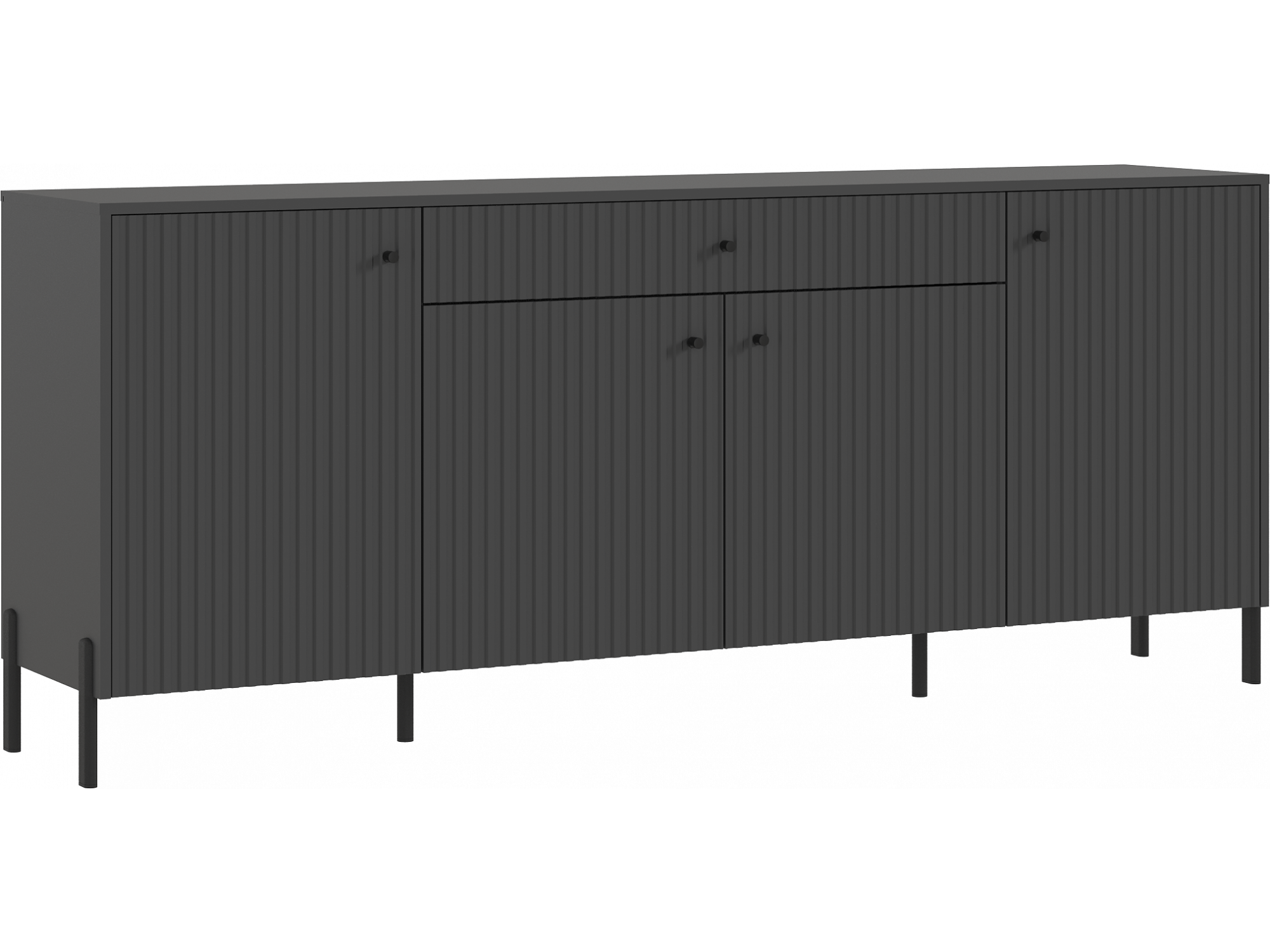 Минималистичный Комод, 3 двери/1 ящик, графит/графит софт (металл)