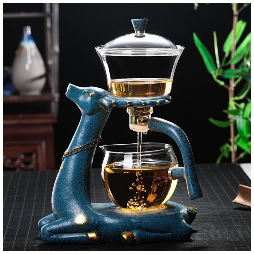 Набор ЧайЧай "Золотой олень", для чайной церемонии, керамика, боросиликатное стекло