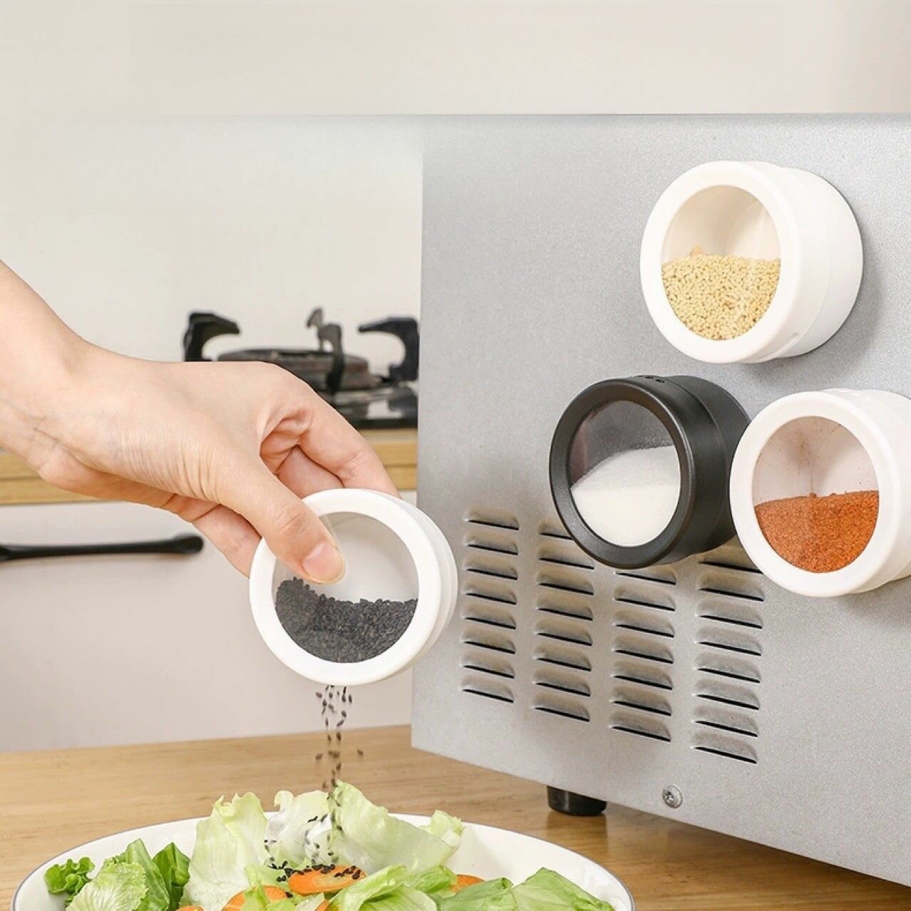 Магнит для холодильника, настенная банка для приправ, магнитная коробка для приправ 3шт