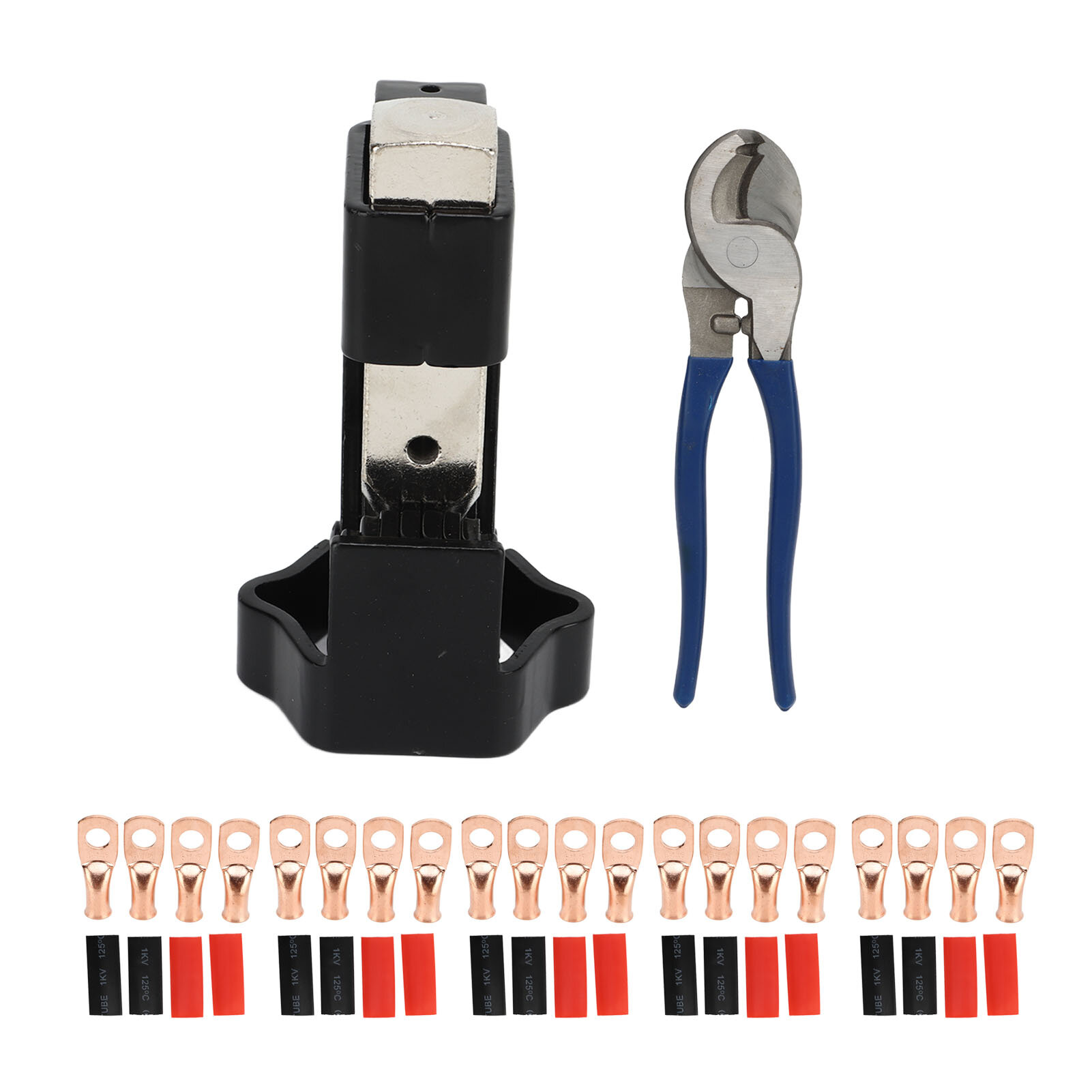 Обжимной Инструмент с Молотковым Наконечником и Кабельным Резаком 20шт Медных Разъемов Термоусадочная Трубка для Клемм AWG от 8 до 4/0