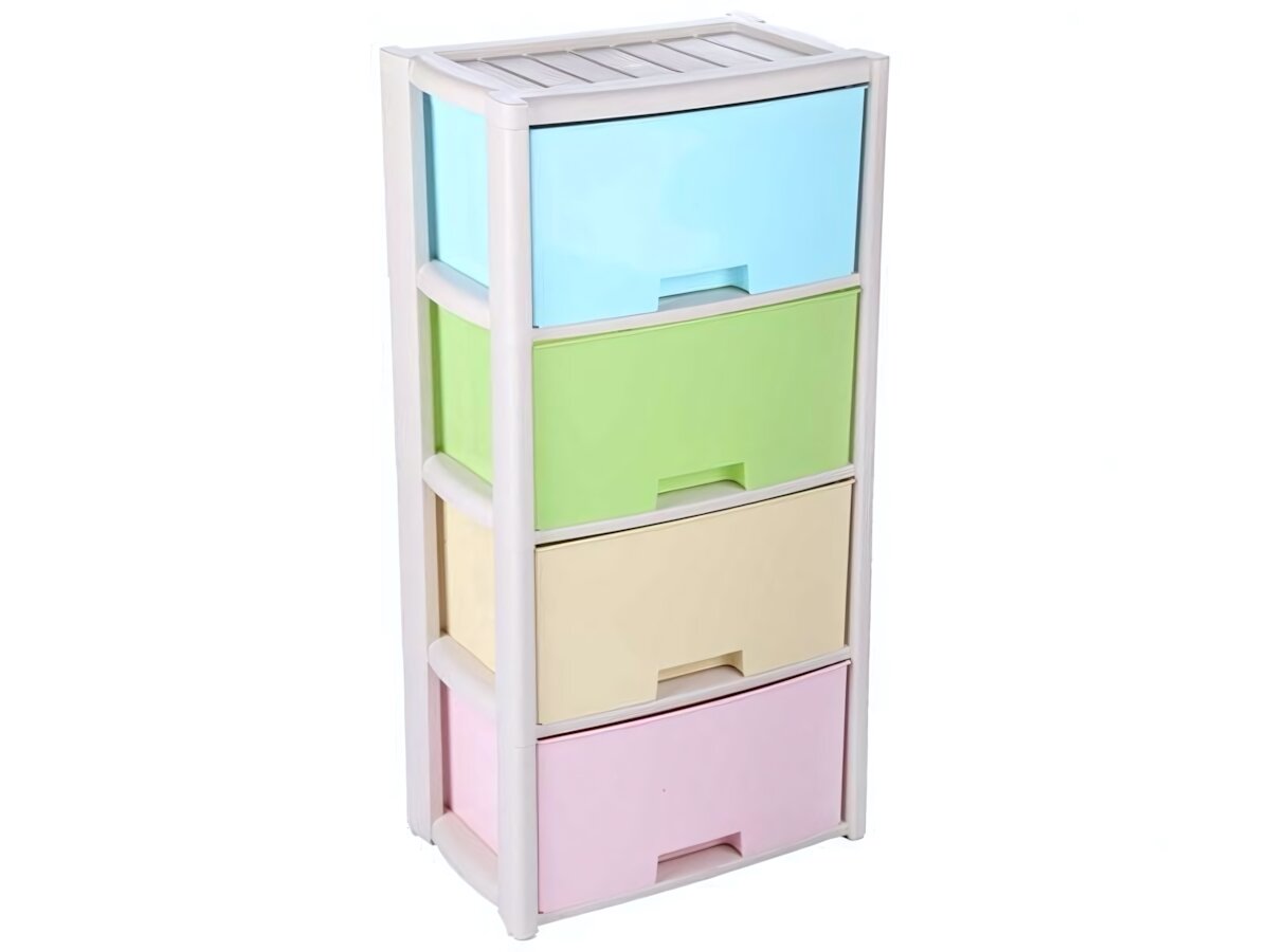 Комод пластиковый 4 секции «Колорит» цветной, пластик, объемный для хранения