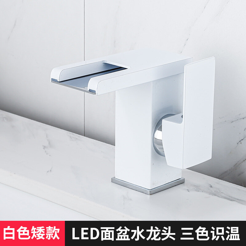 Все медное световое кран светодиодные и холодные водопадные краны для ванной комнаты туалет раковина бассейн