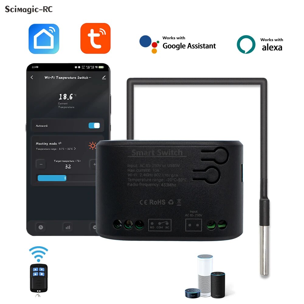 Tuya Умный датчик температуры и переключатель AC 85-250V