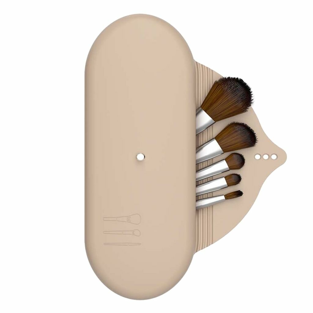 Кисти для макияжа, Силиконовый чехол для хранения кистей для макияжа - хаки