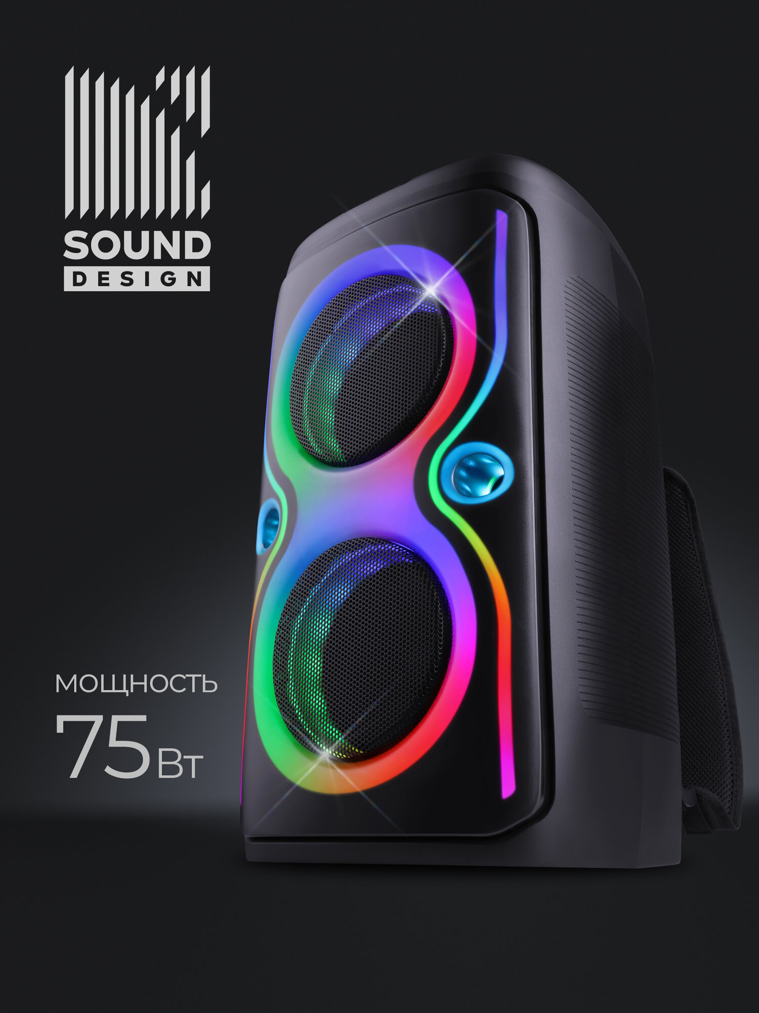 Колонка блютуз беспроводная большая Defender BOOMER 75, 75 Вт, bluetooth, FM, USB, AUX, Type-C