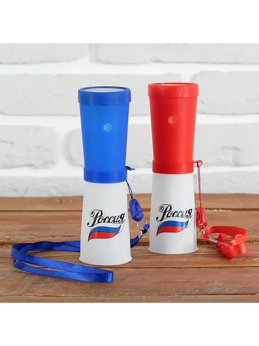 Свисток-гуделка болельщика "Россия", флаг, 17 см, цвета микс