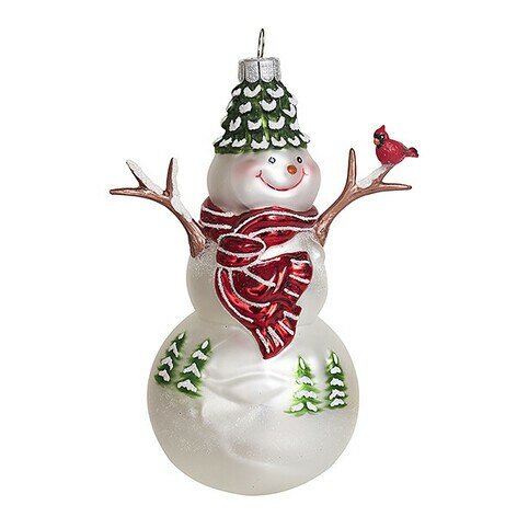 Игрушка на елку Снеговик в шапке-елочке 14см