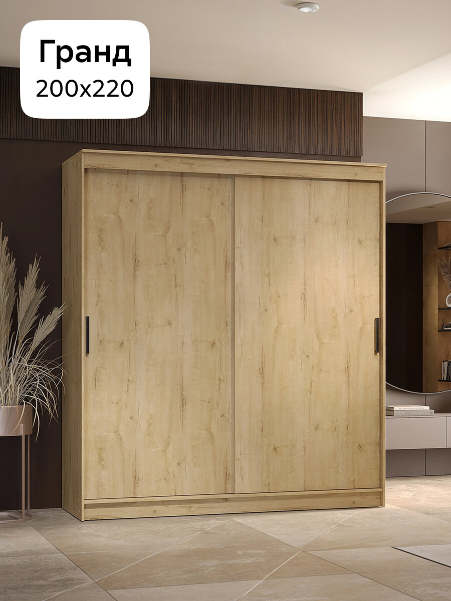 Шкаф-купе для одежды Нонтон Гранд, 200x61x220 см, дуб вотан