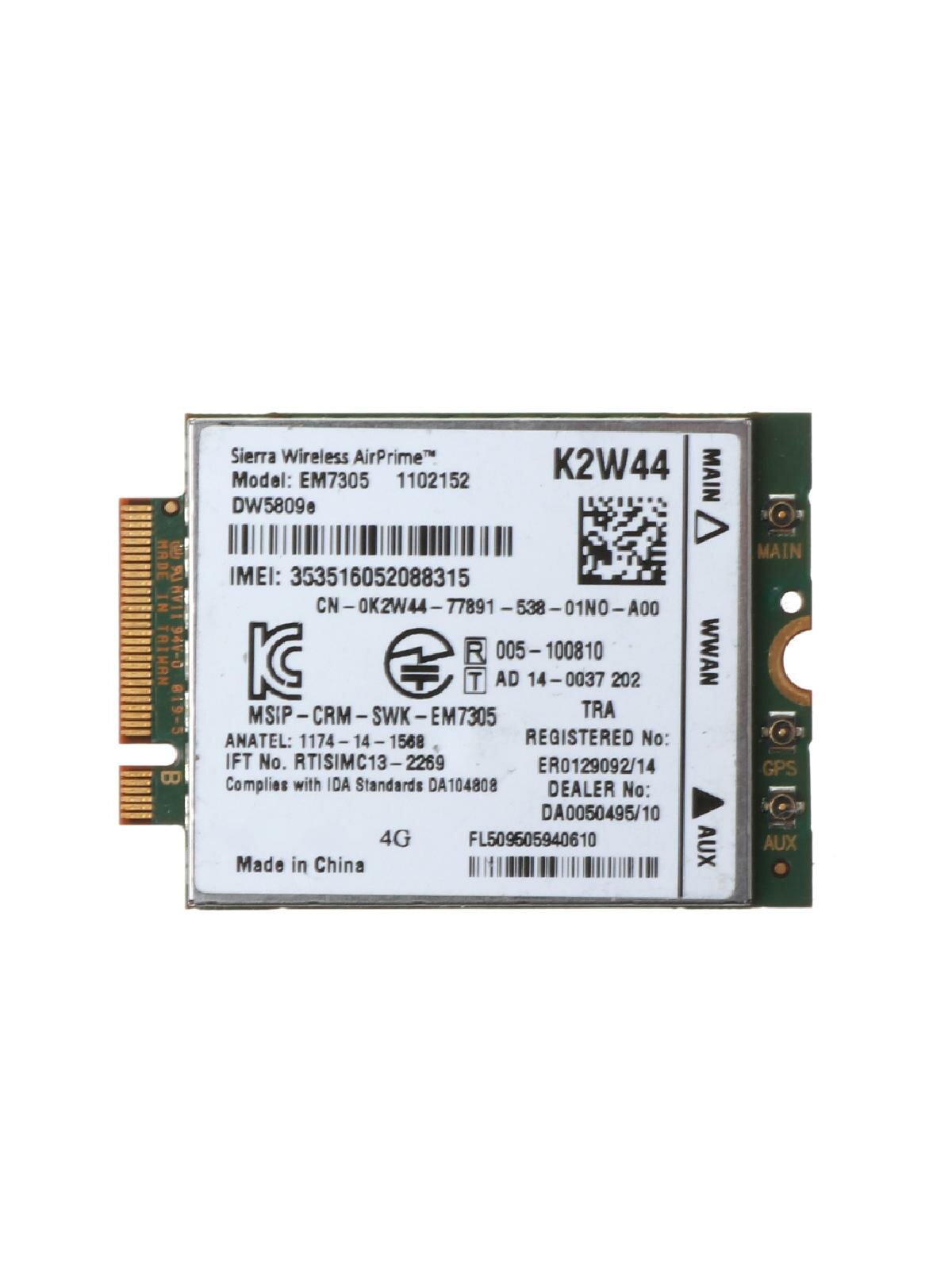 Wireless EM7305 DW5809E K2W44 for M.2 4G Module 100M LTE WWAN Card Wireless WiFi Adapter for Dell E7450 E7250/7250 E5550