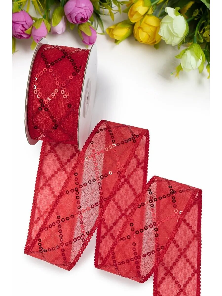 Лента с пайетками 4см (10 ярдов)