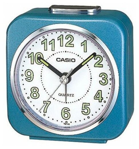 Будильник Casio TQ-143S-2E, настольный, кварцевые часы, пластик, арабские цифры, синий/белый