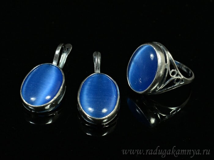 Комплект бижутерии: кольцо, кошачий глаз