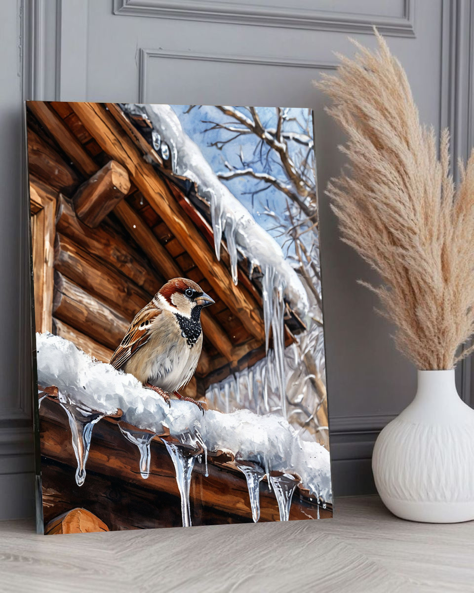 Картина по номерам 40х50 см "Воробей" хлопковый холст на подрамнике, акрил, Hobby Home