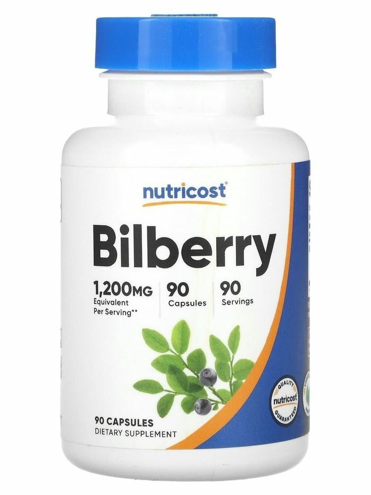 Черника, 1200 мг, 90 капсул, Nutricost