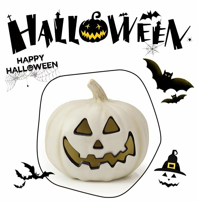 Тыквы на Хэллоуин, светящиеся, могут использоваться в качестве украшения для вечеринки на заднем дворе (белый ).