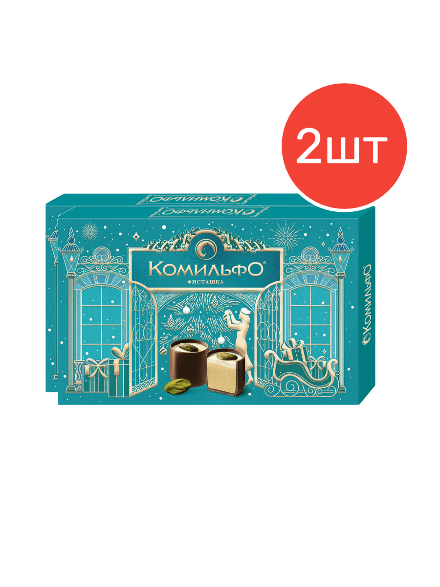 Конфеты шоколадные в коробке Комильфо, фисташка с двухслойной начинкой, 116 г 2 шт