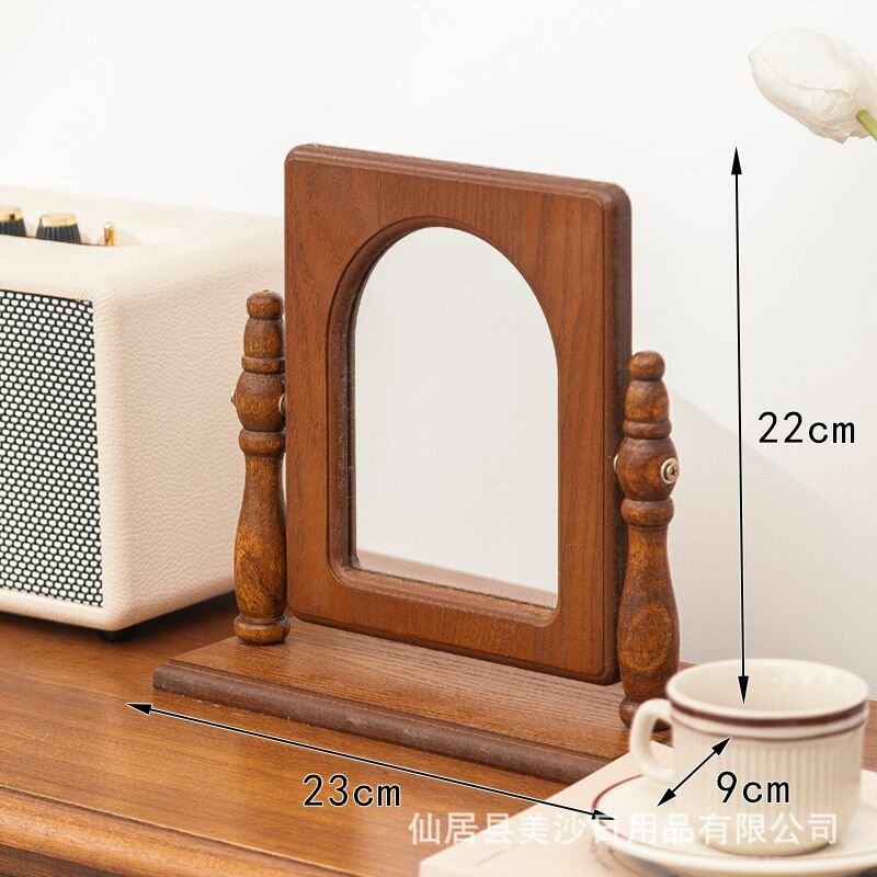 Зеркало настольное с ящиком, прямоугольное, МДФ, коричневое, ретро