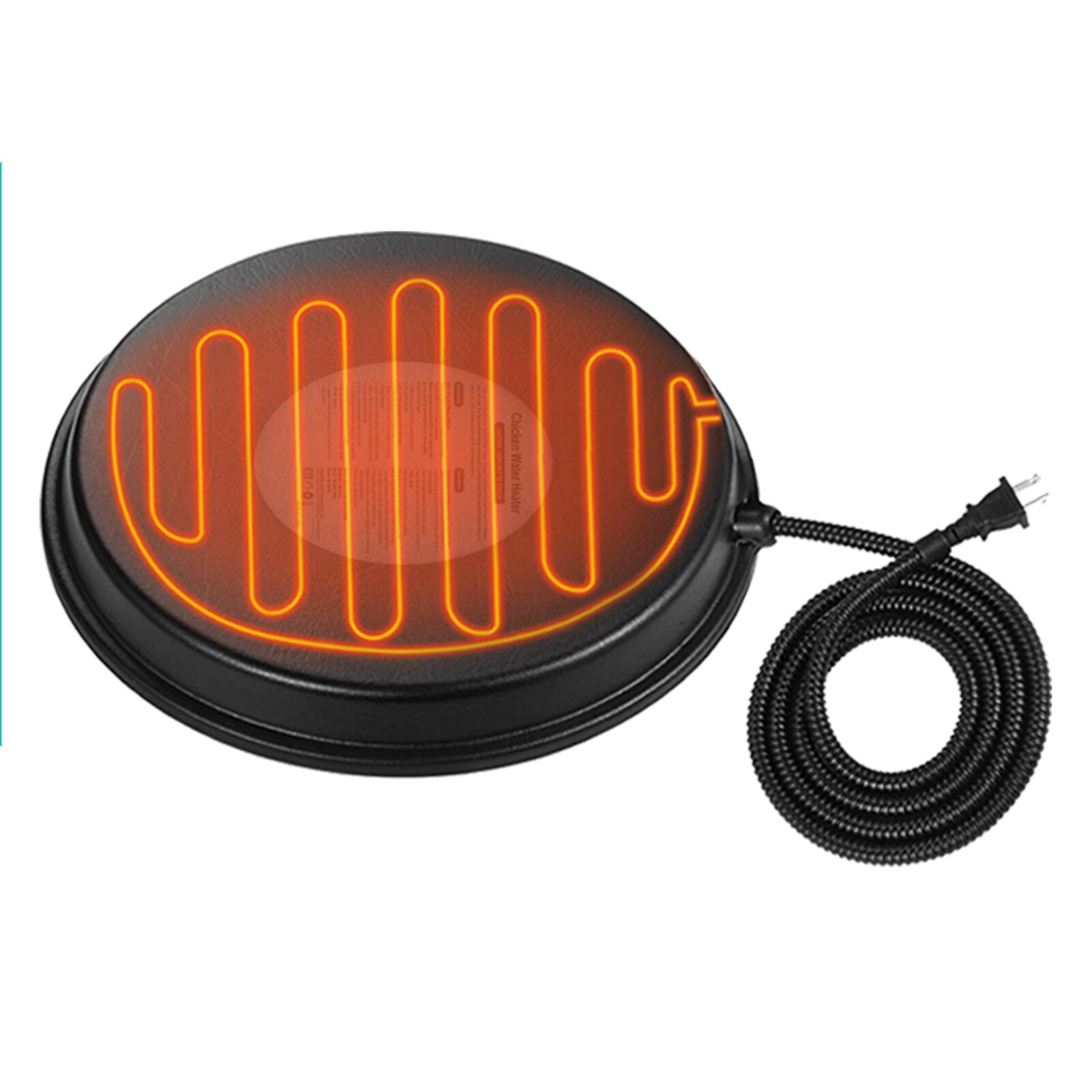 [通拓商品] Водонагреватель для кур 80 Вт, подогреваемая поилка для птицы 12,6 дюйма для металлического пластикового фонтана для птицы, водонагреватель для кур с подогревом и 5,5-футовым шнуром питания с защитой от укусов