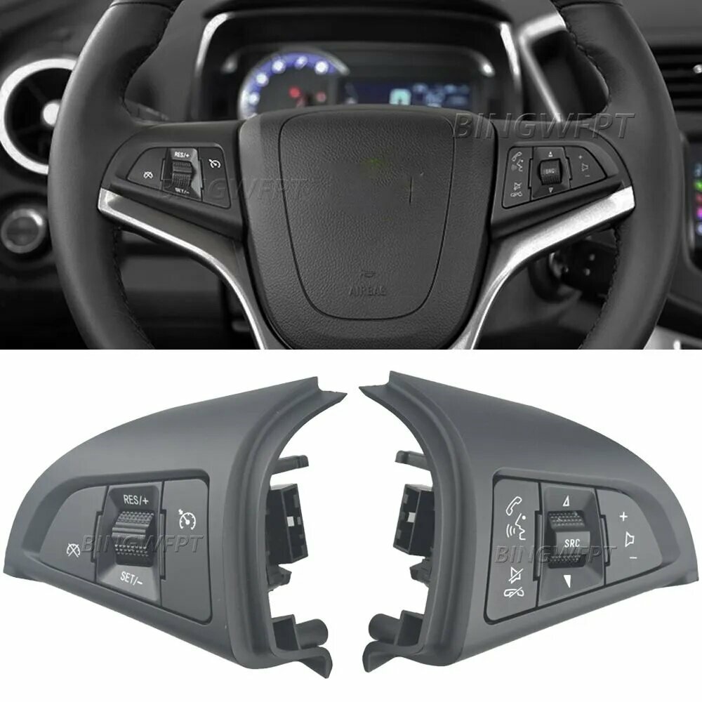 Вставка мультируля арт. Blue backlight / 96892140 96892135 96892140 96892135 / Для Chevrolet Cruze 2009 - 2014 новая кнопка рулевого колеса автомобильный переключатель круиз-контроля с подсветкой 96892140 96892135 автозапчасти