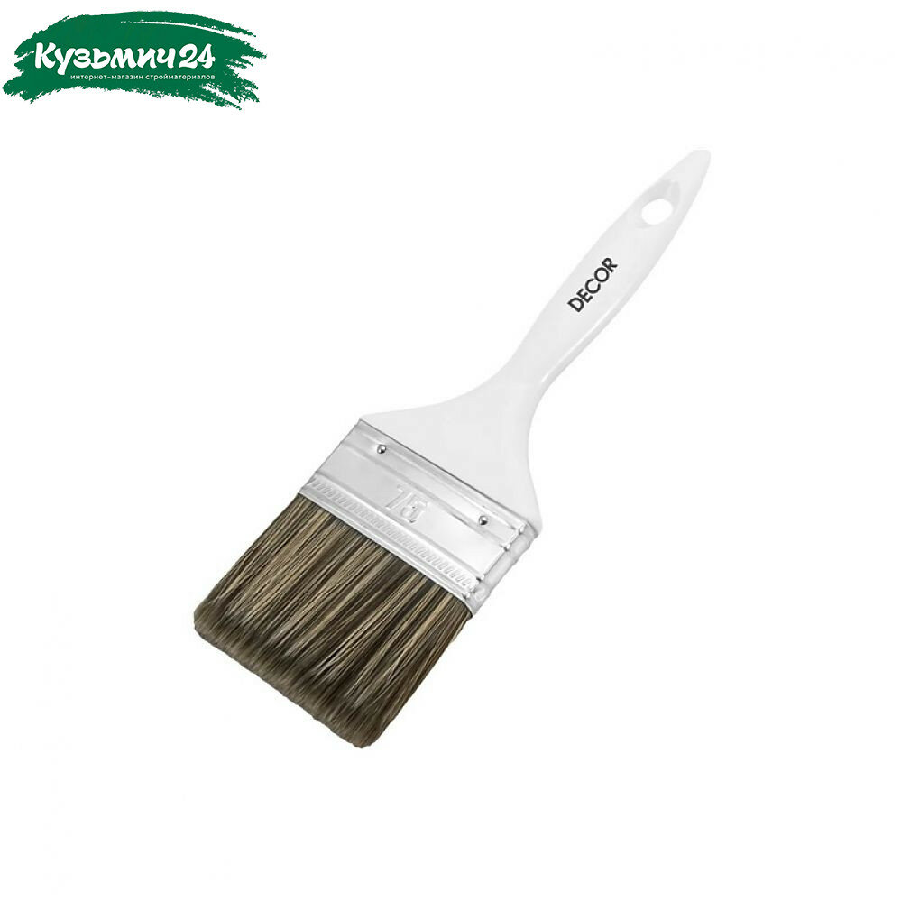 Кисть DECOR PROFI для лака синтетическая щетина, пластиковая ручка 75х15мм 730-075