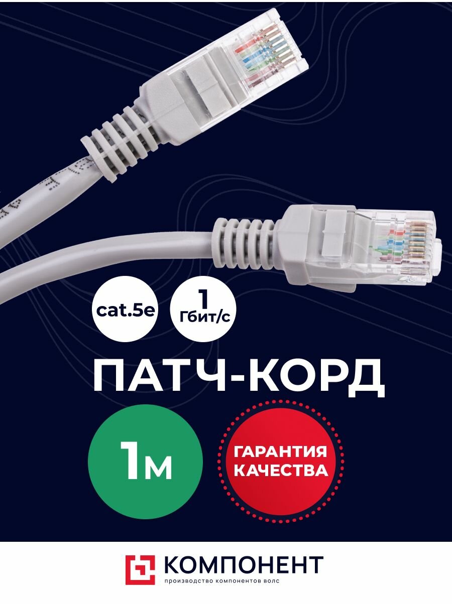 Патч-корд UTP кат.5e, 1 м, многожильный