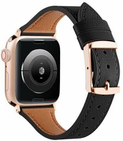 Кожаные узкие ремешки для часов с металлической пряжкой для iWatch Ultra Series 8 7 6 5 4 3 2 SE, черный,42mm,44mm,45mm,49mm