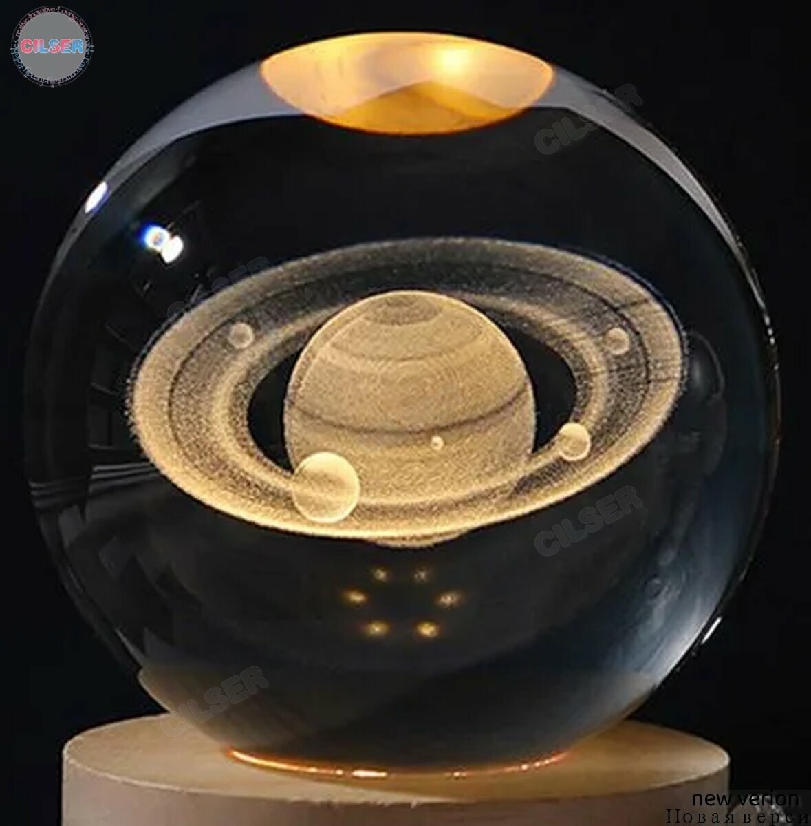 Светильник ночник 3D шар детский "Сфера" с подсветкой Сатурн, от USB, 6см