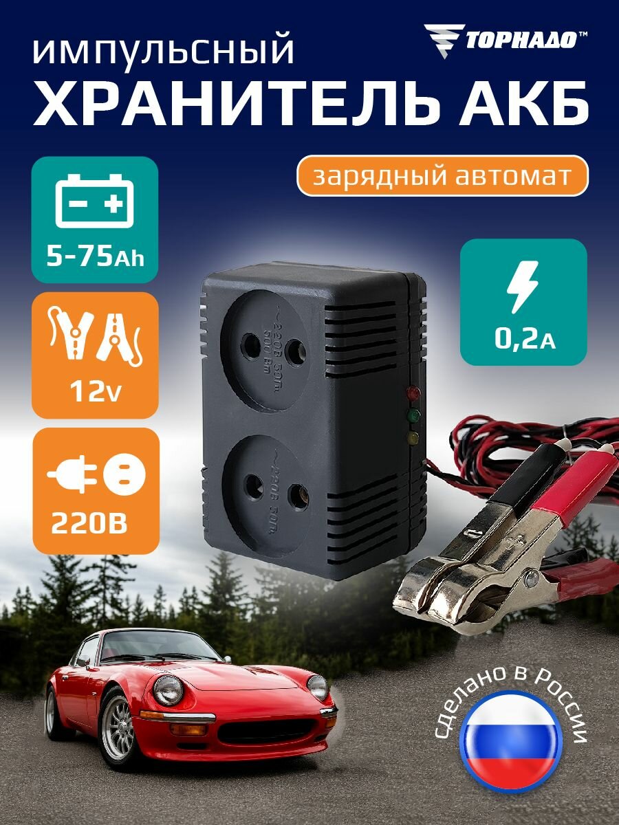 Зарядное устройство Квазар-Мини, для хранения аккумуляторов, чёрный, 12В