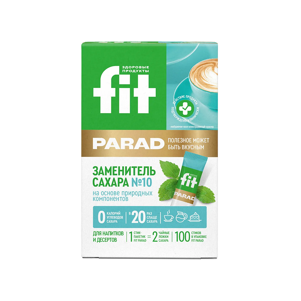 Сахарозаменитель на основе эритрита, Fit Parad, № 10, саше, 100 шт