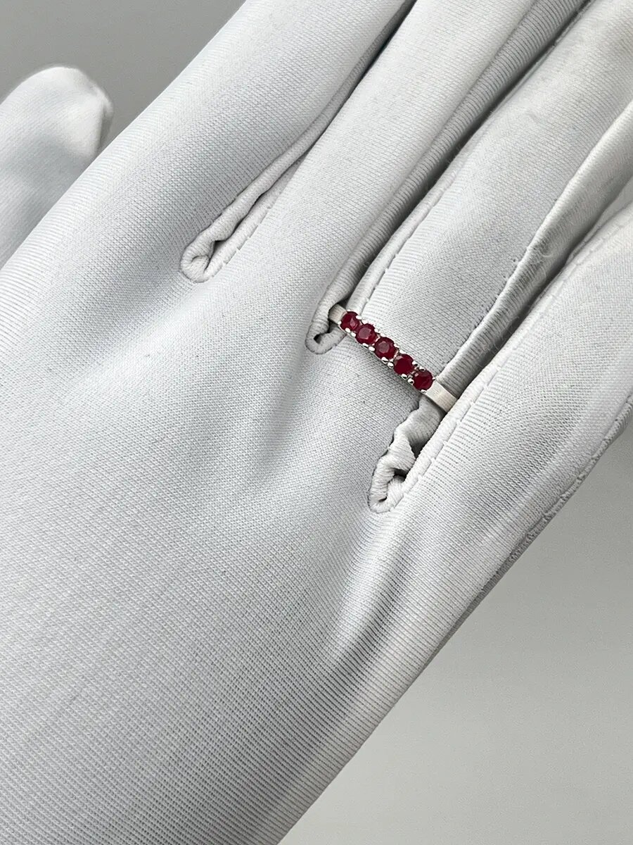 Кольцо дорожка, серебро, 925 проба, родирование, рубин