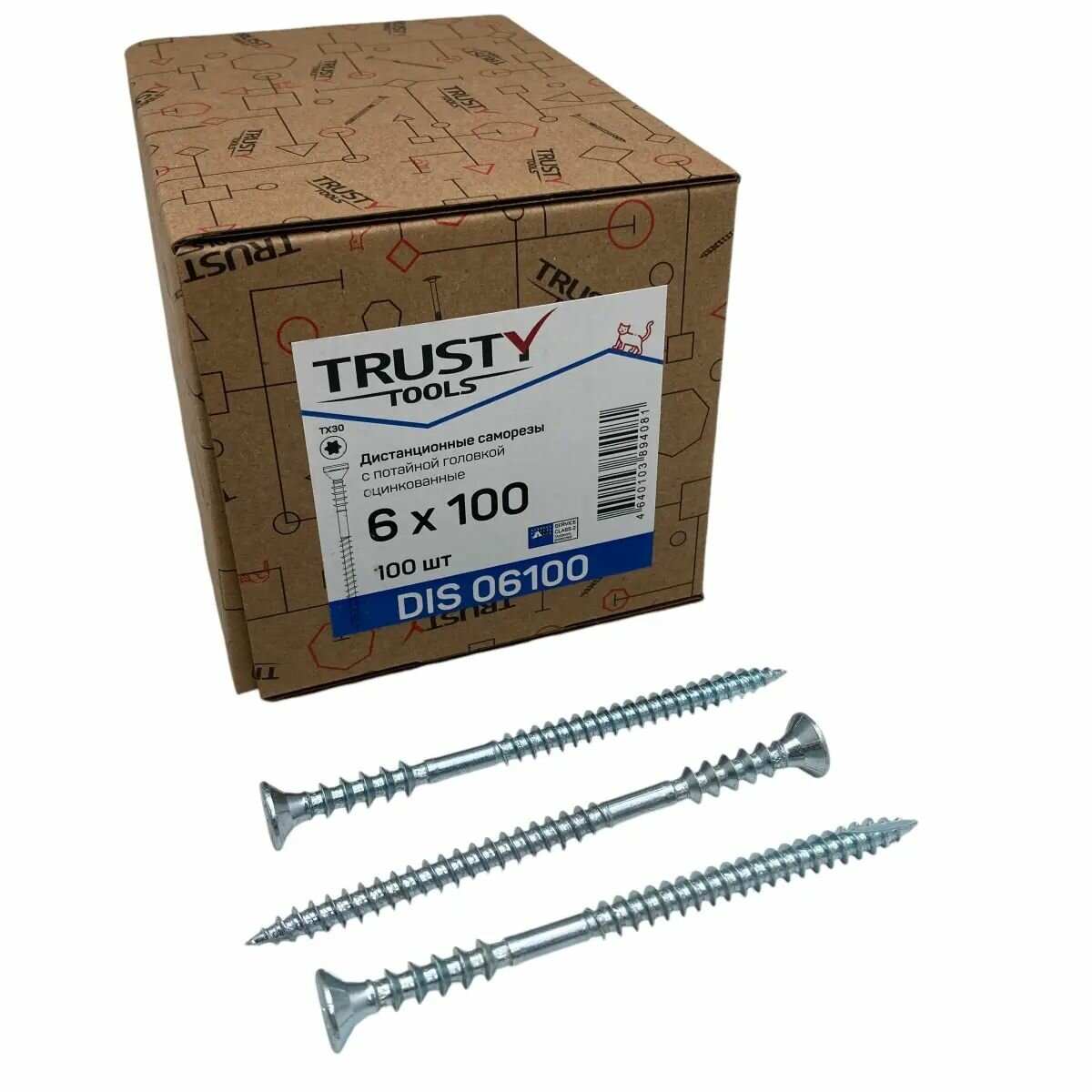 Дистанционные саморезы DIS 6х100 юстировочные (100 шт) Trusty-Tools