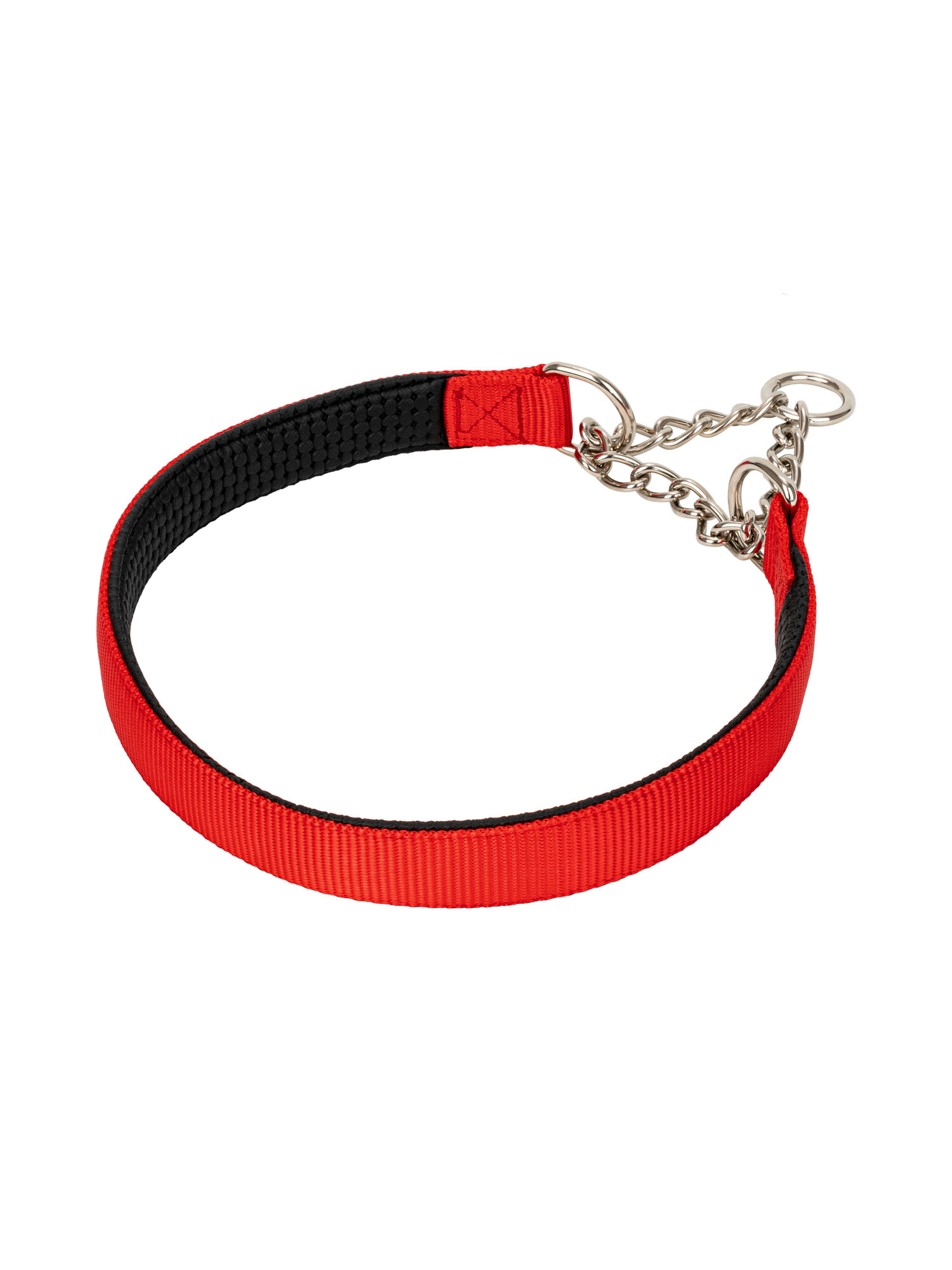 Ошейник-полуудавка для собак ZooOne с неопреновой подкладкой с цугом (красный) 25мм * 65 см