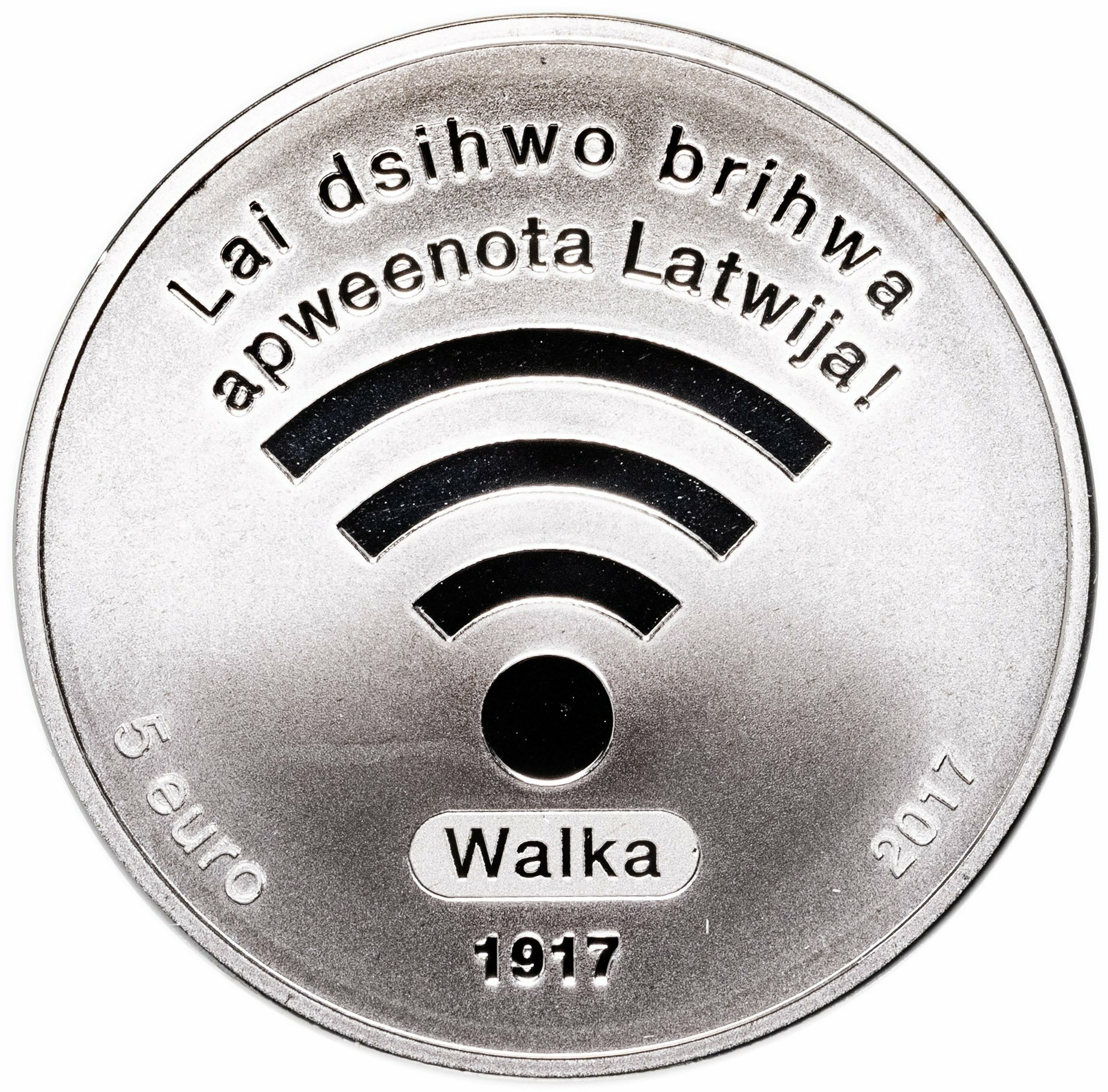 Латвия 5 евро 2017 Proof "WiFi Первая сессия LPNC" в футляре с сертификатом, Серебро 925