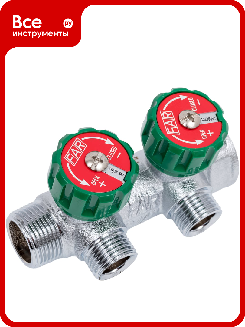 Регулирующий коллектор FAR" ВР-НР с 2 отв." НР межосев. 45 мм FK 3821 3412 3/4"