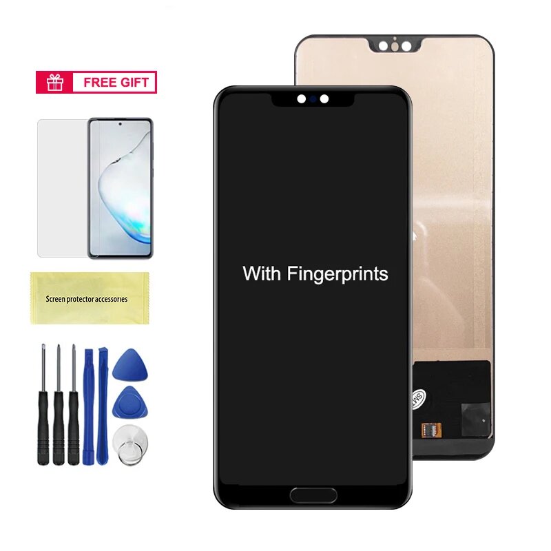 Экран для Huawei P20 Pro CLT-L09 CLT-L29 ЖК-дисплей с цифровым преобразователем сенсорного экрана в сборе с рамкой для Huawei P20 Pro Замена With Fingerprints