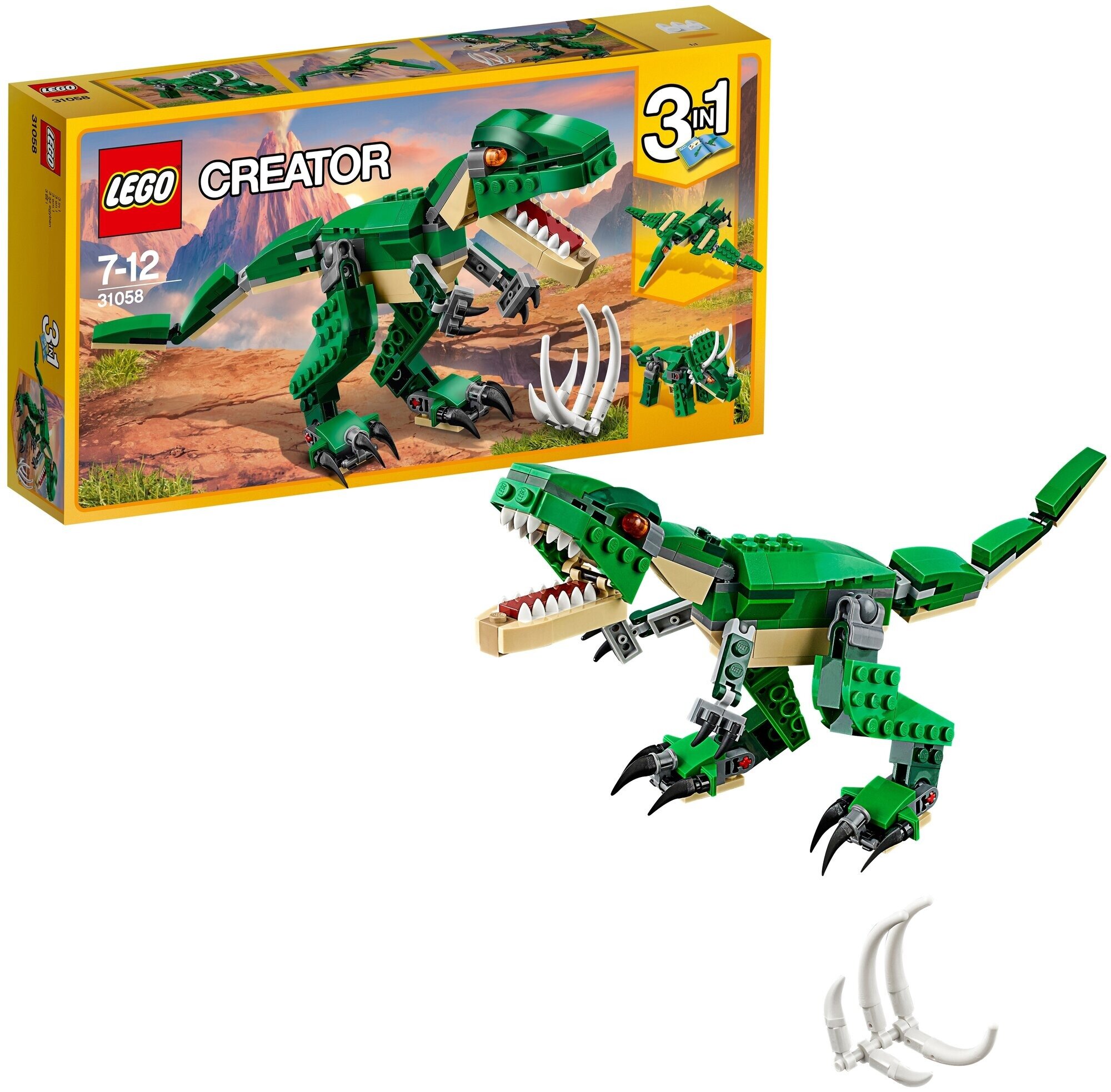 Конструктор LEGO Creator 31058 Грозный динозавр, зеленый, 174 дет.